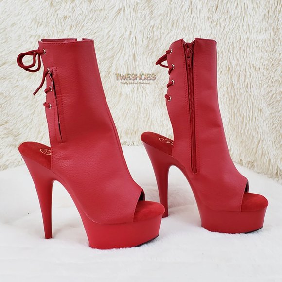 Pleaser | Shoes | Red Platform Ankle Boots | Poshmark